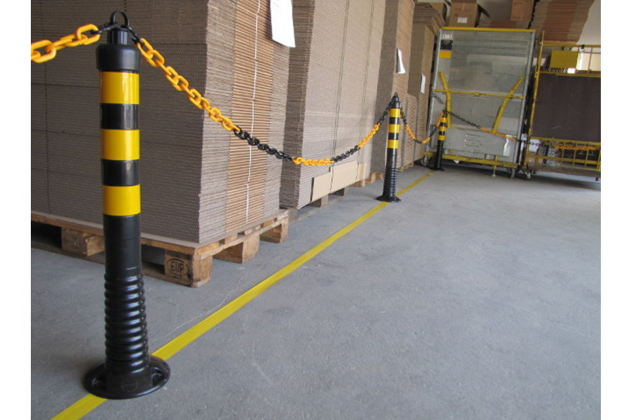 Plastic flexible barrier poles yellow/black - Traffic Safety Systems