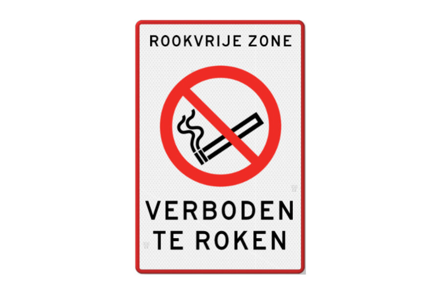 Verkeersbord rookvrij zone, verboden te roken - Traffic Safety Systems