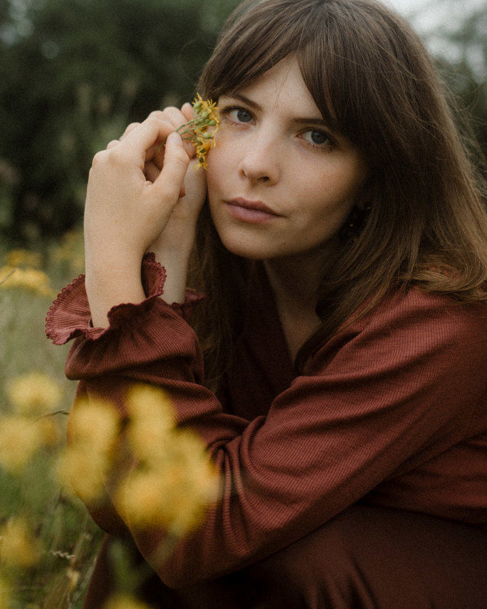 Unaduna Wrap around blouse tiny rib wool - henna dune: beautiful! - Unaduna