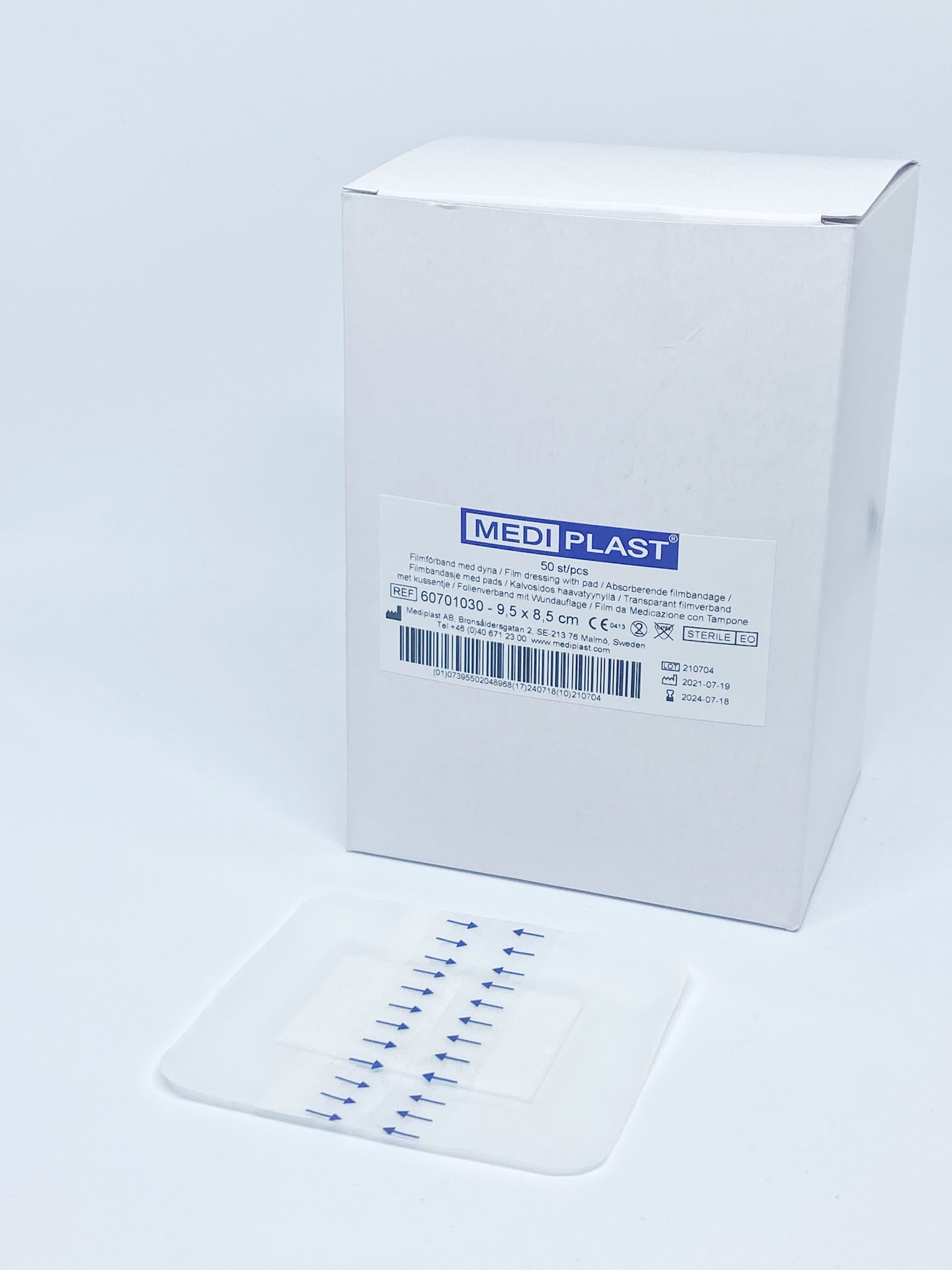 Mediplast Waterproof Film met pad wondpleister steriel 9,5 x 8,5cm - EVMA-Care