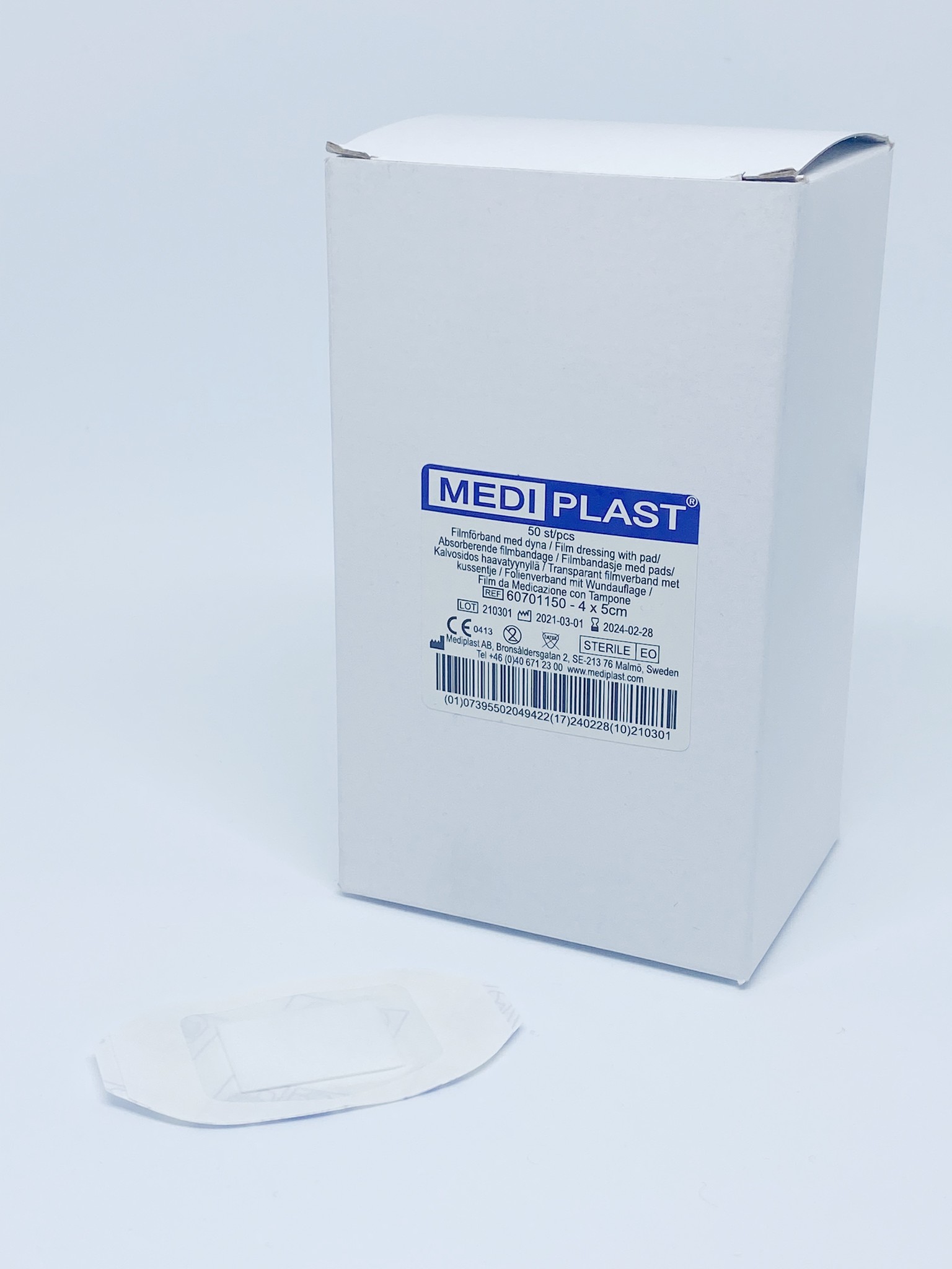 Mediplast Sterile Film Dressing with absorption pad and frame 4 x 5cm