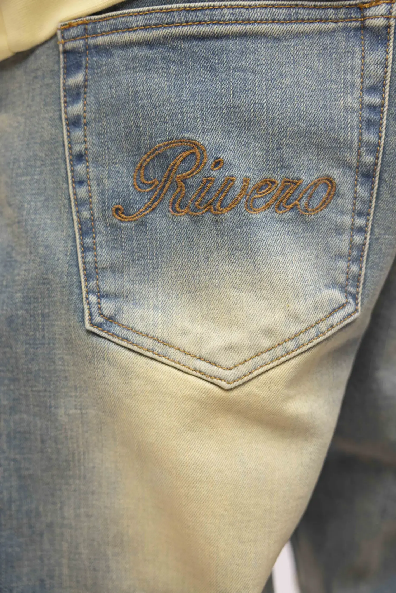Rivero Jeans Segmented Washed Denim SS25 Blue Beige - Luna