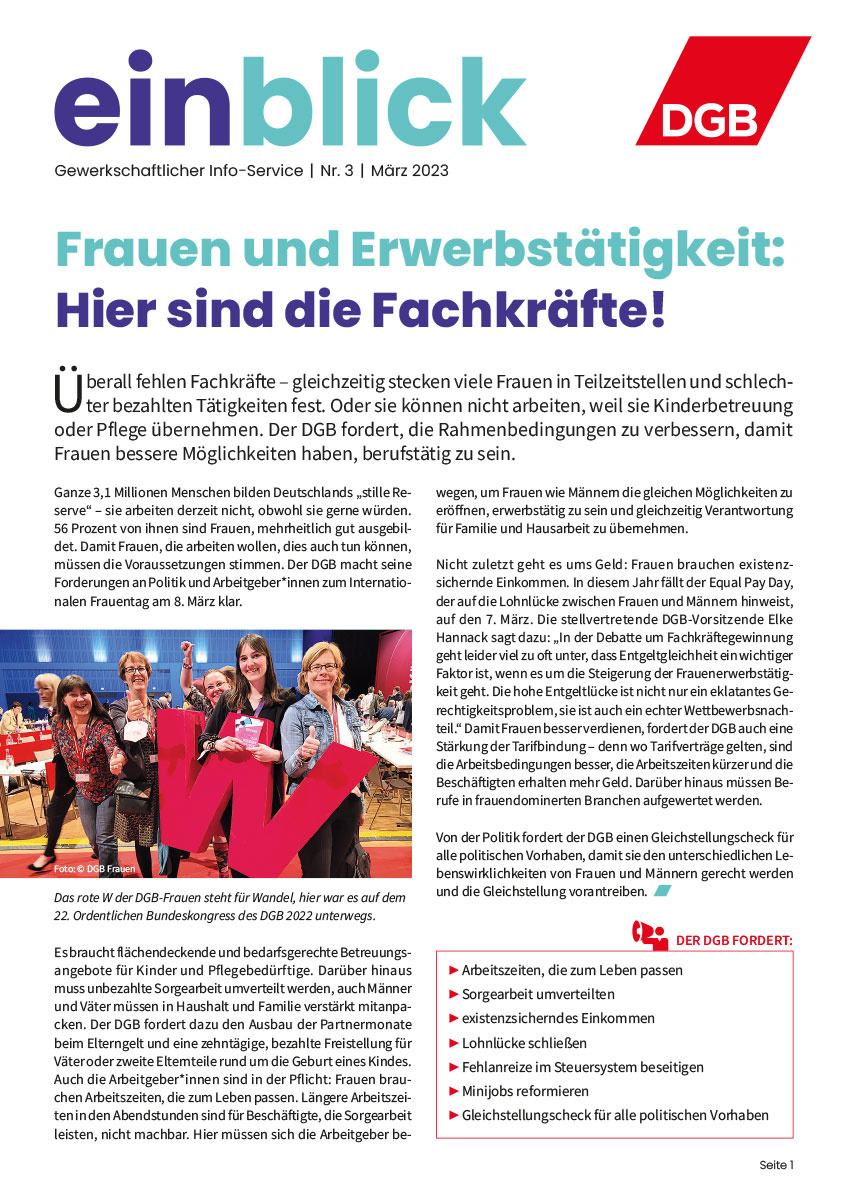 Zeitung einblick März 03/2023 - DGB-Shop