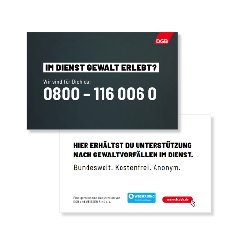 Visitenkarte DGB und WEISSER RING - DGB-Shop
