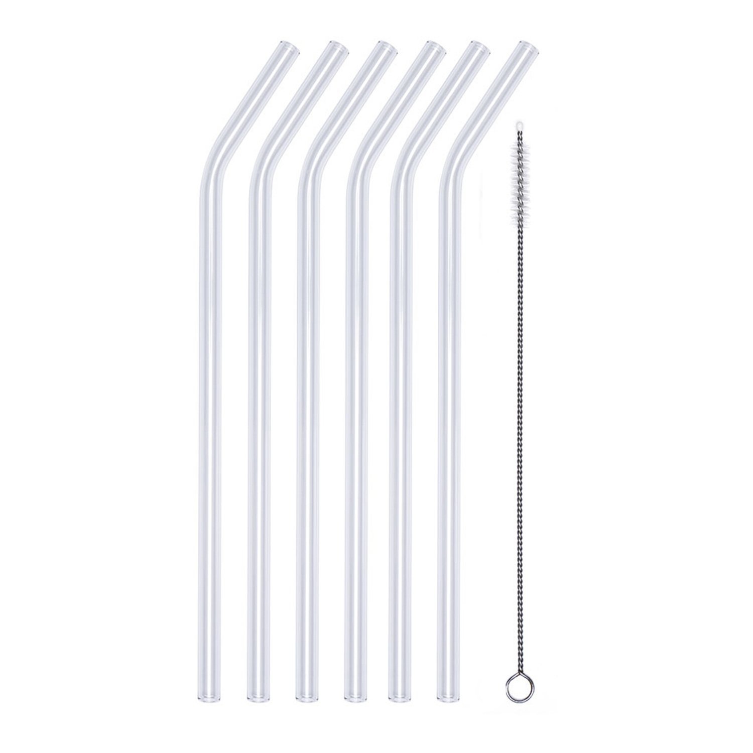 Glazen rietje, gebogen, set van 7 stuks - lengte 23 cm - Mainès