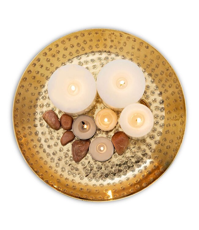 Deko Tablett ø 28 cm rund gold - Kerzentablett - Hedistone