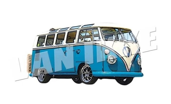 Applicatie VW-bus Blauw - Bobby Sewing