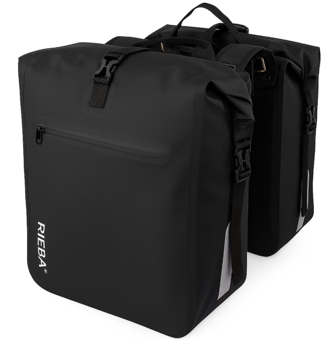 Rieba® Dubbele Fietstas 46 Liter Rolltop - Zwart - Hoogwaardig ...