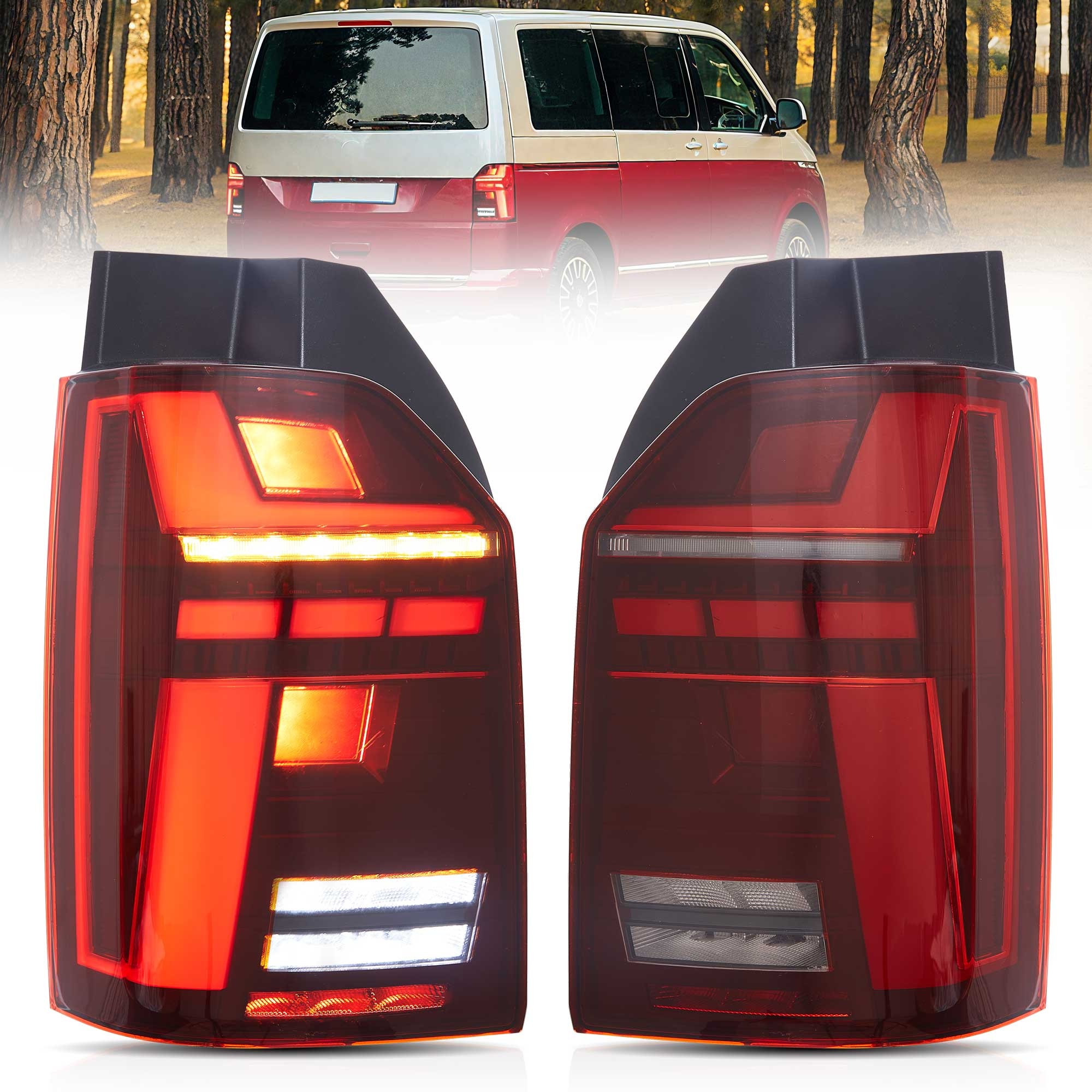 LED Achterlichten geschikt voor Transporter T6 & T6.1 Cherry Rood ...