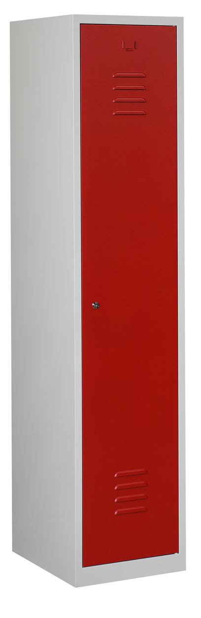 Stalen Garderobekast Lockerkast Grijs/Rood met Legplank en Hangroede ...