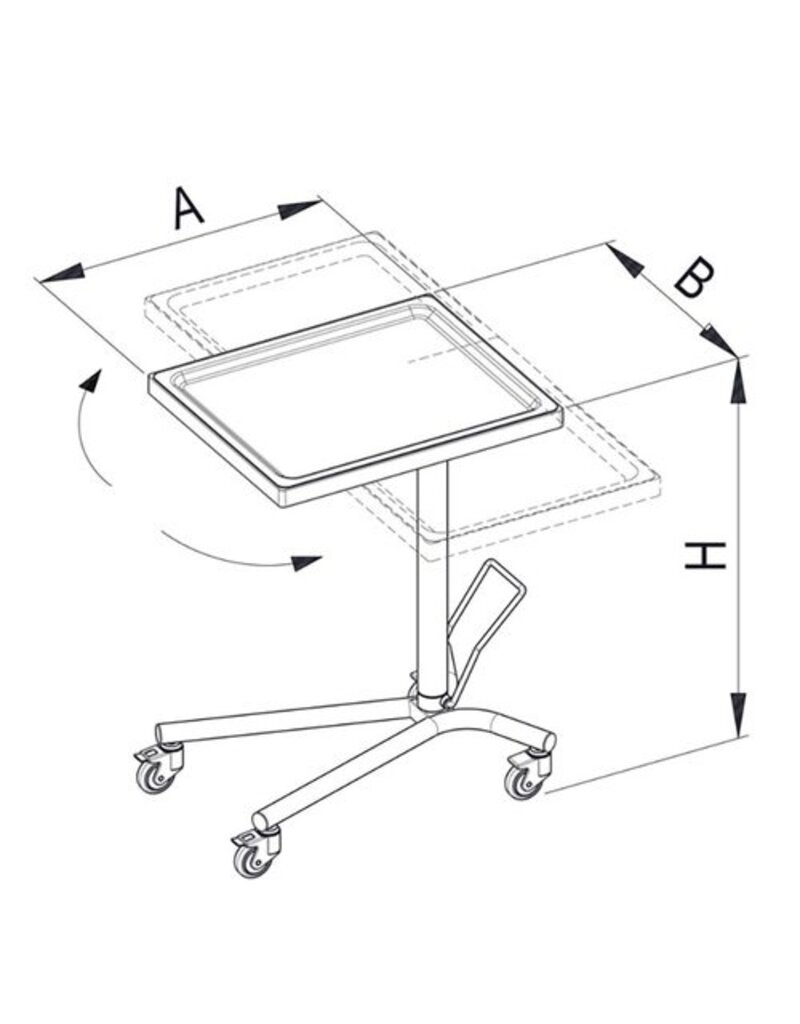 Hydraulic mayo instrument table - Medical2Day BV