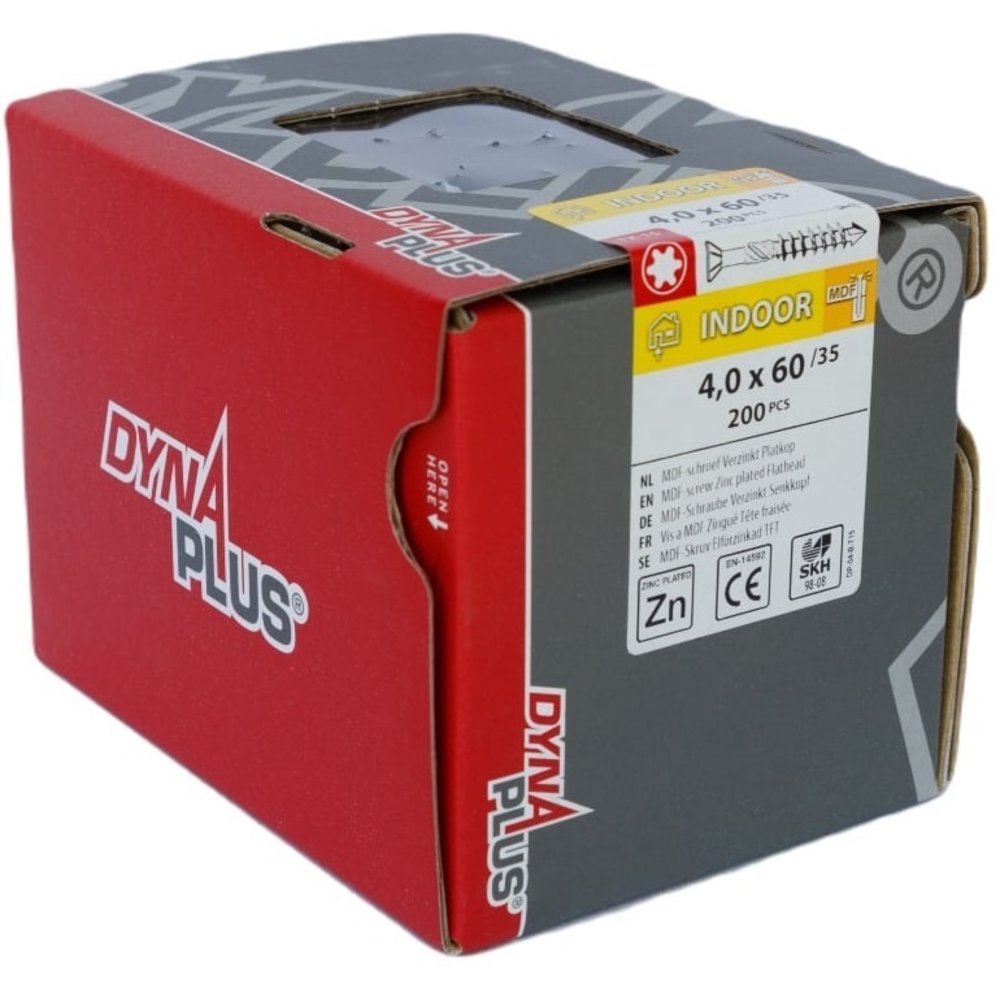 DYNAPLUS MDF-SCHROEF VZ PK-75° TX-15 4.0X60/35 (200) - De Staale