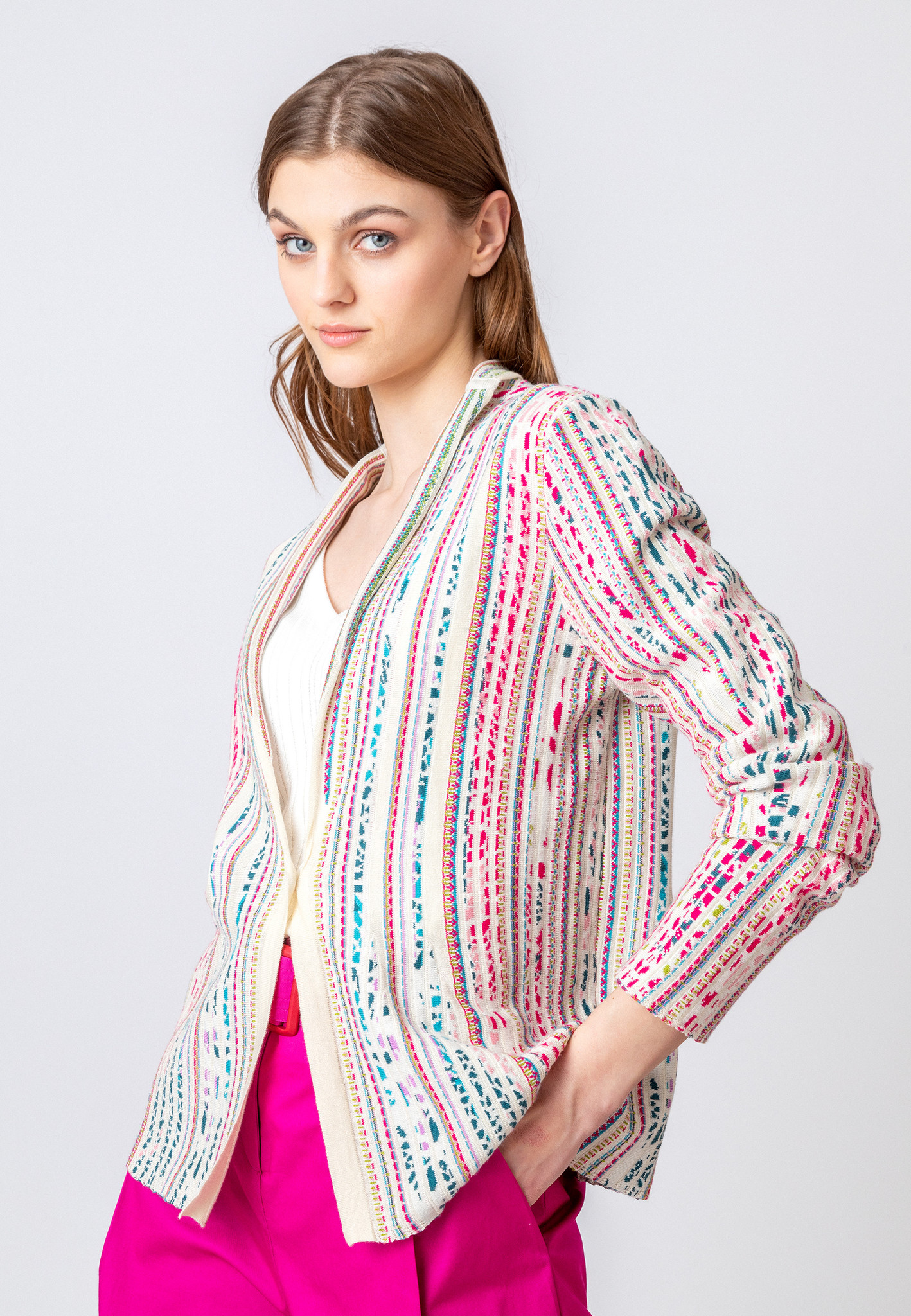 IVKO Jacket V-Neck Jacket Dots Motif Off-White - 13 doors