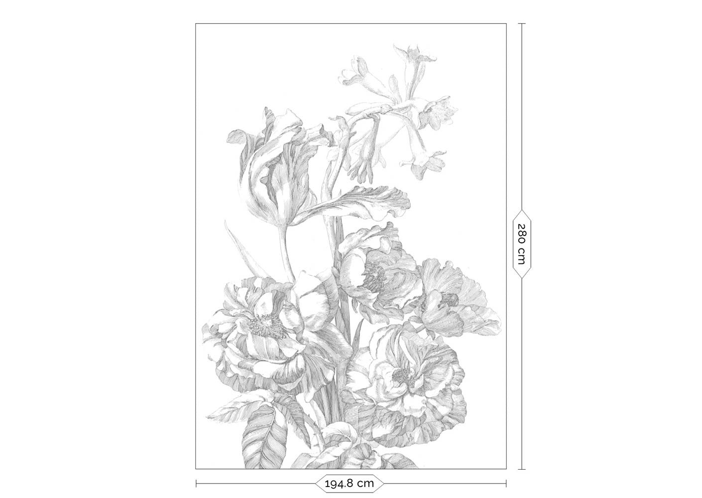 Bloemen behang zwart wit bloemen Engraved Flowers WP-335 - KEK Amsterdam