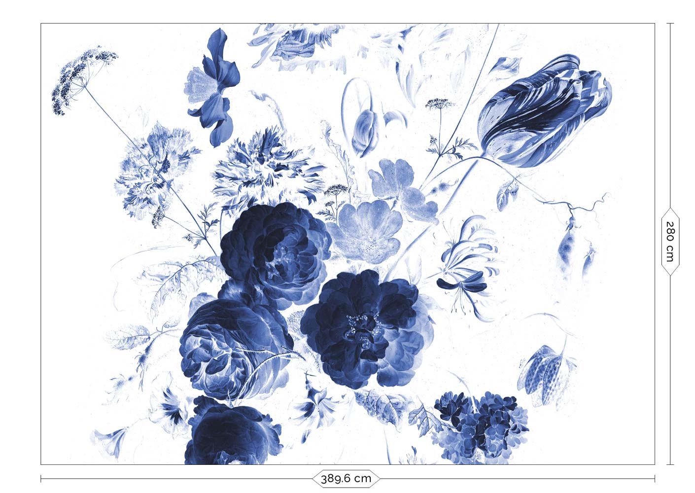 Wall Mural with Big Blue Flowers Royal Blue Flowers WP-207 - KEK Amsterdam