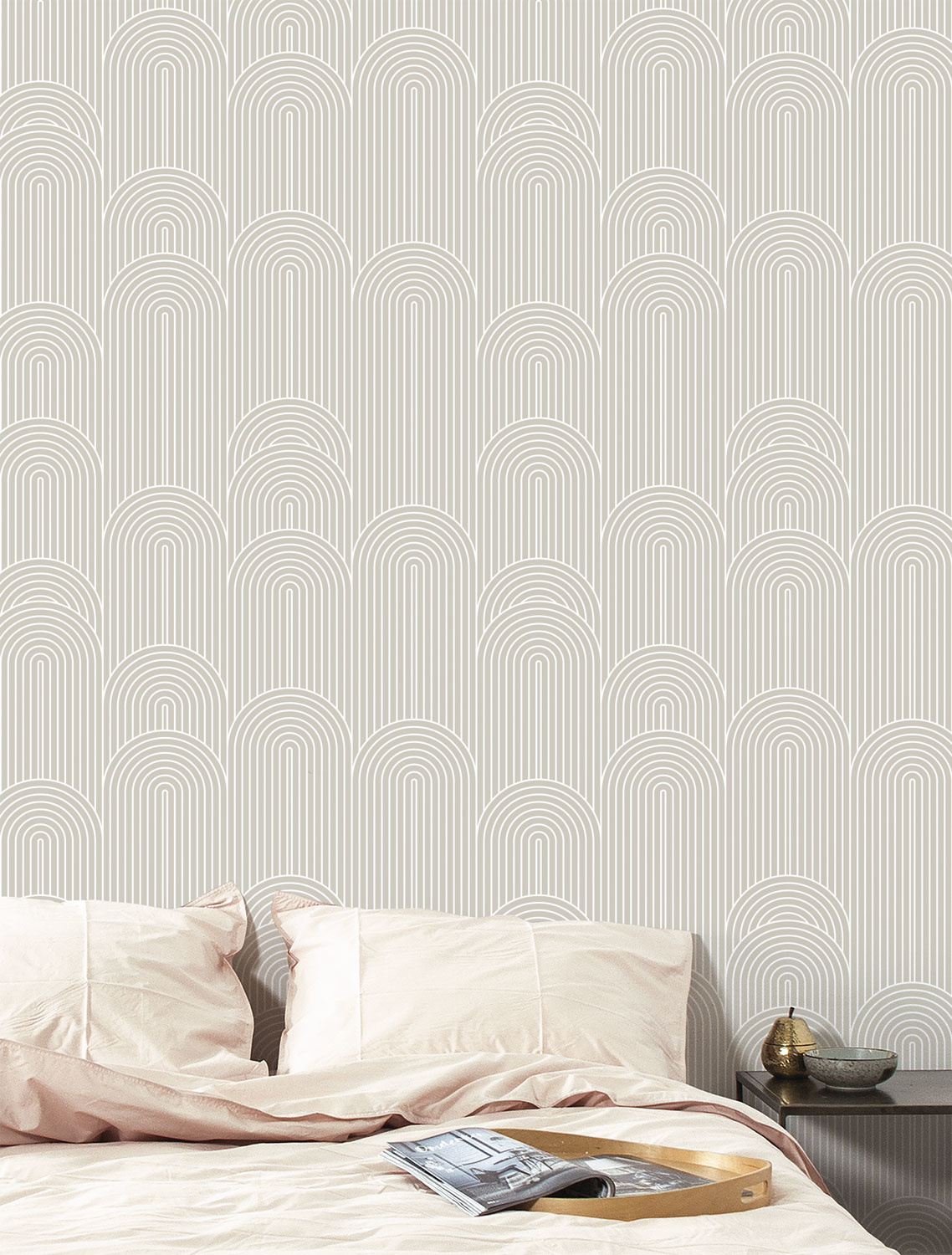 Behang met grafische lijnen, Beige, WP-734 - KEK Amsterdam