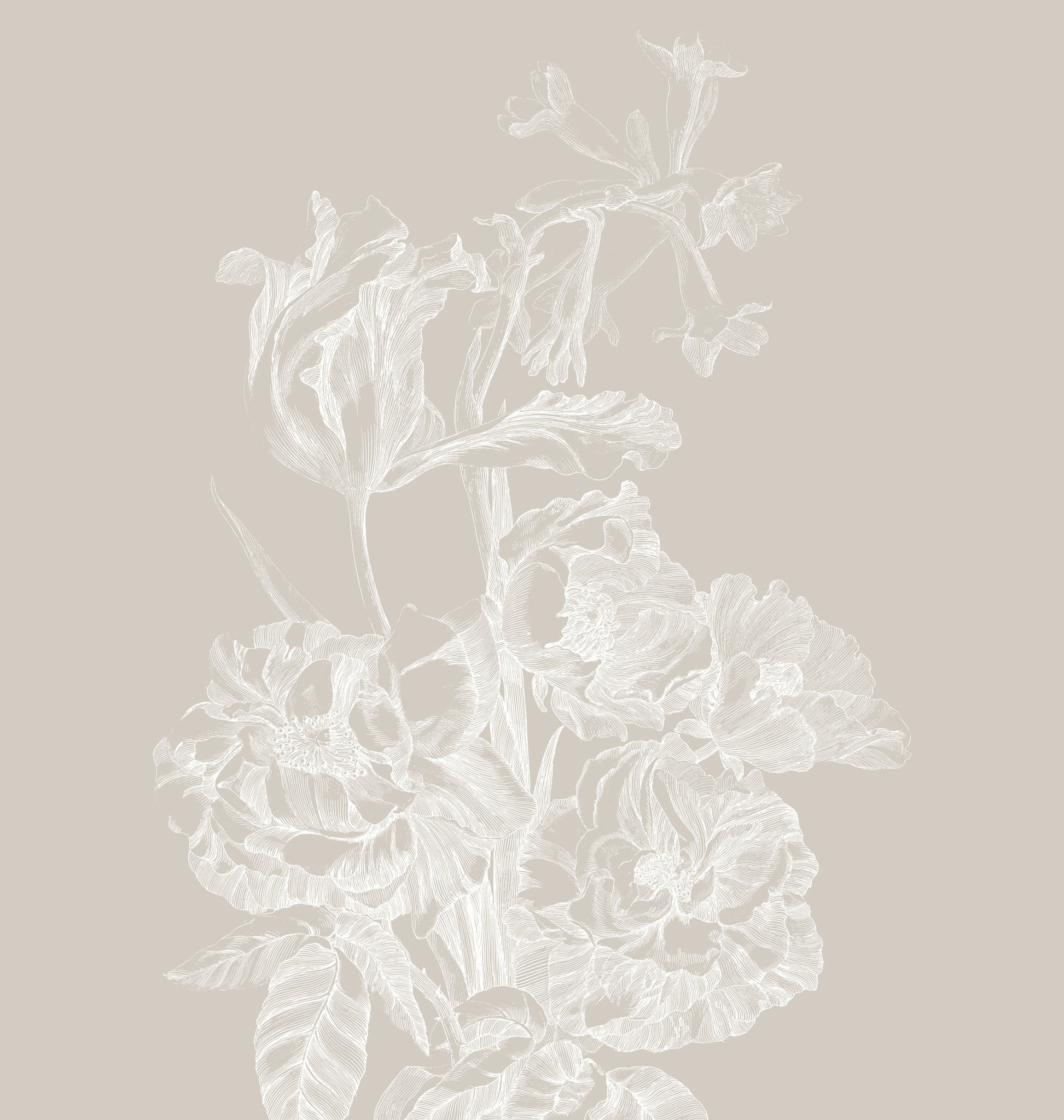 Engraved Flowers wallpaper, Grey, WP-743-R - KEK Amsterdam