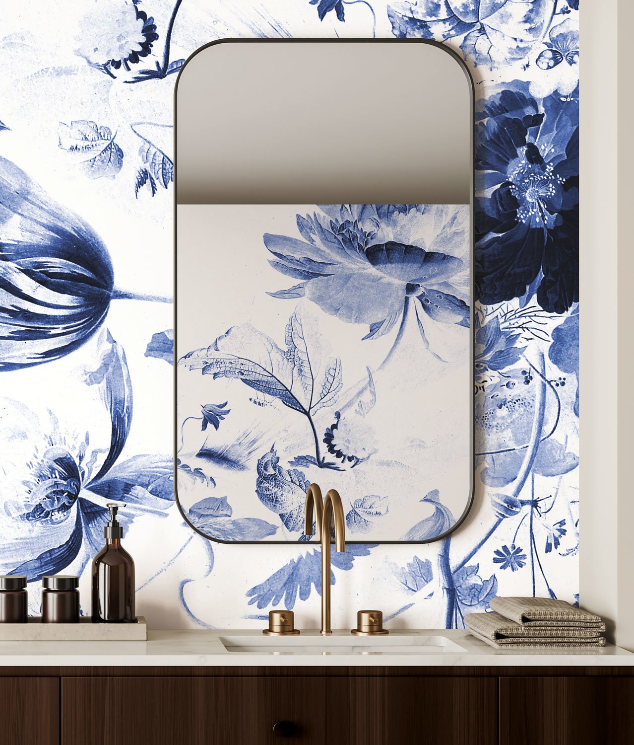 Wall Mural with Big Blue Flowers Royal Blue Flowers WP-209 - KEK Amsterdam