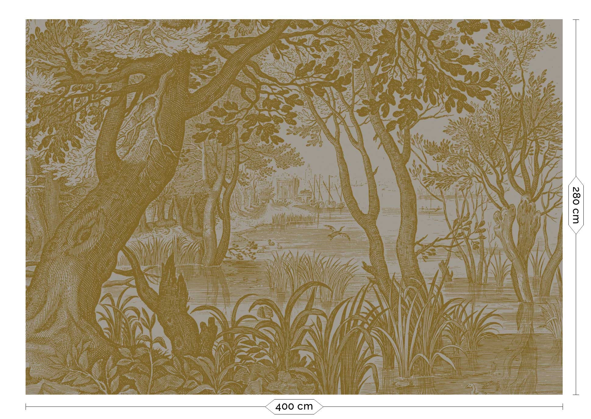 Wall Mural Engraved Landscapes Gold Metallic MW-098 - KEK Amsterdam