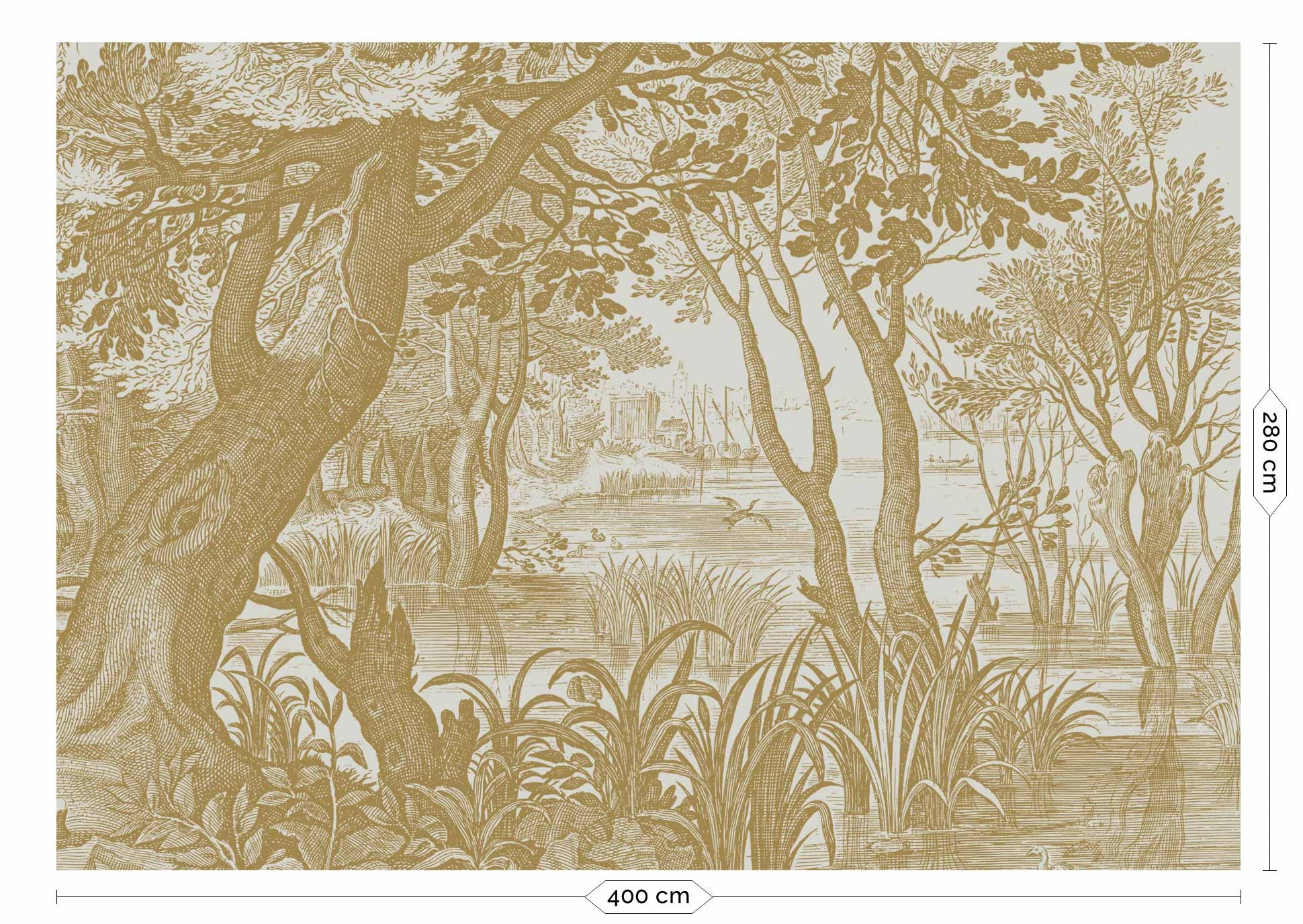 Wall Mural Engraved Landscapes Gold Metallic MW-092 - KEK Amsterdam