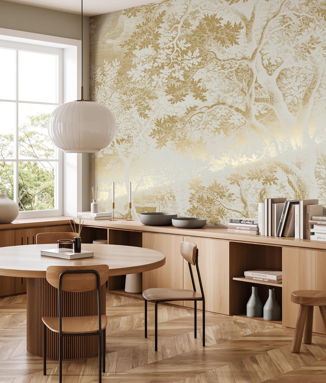 Wall Mural Engraved Landscapes Gold Metallic MW-167 - KEK Amsterdam