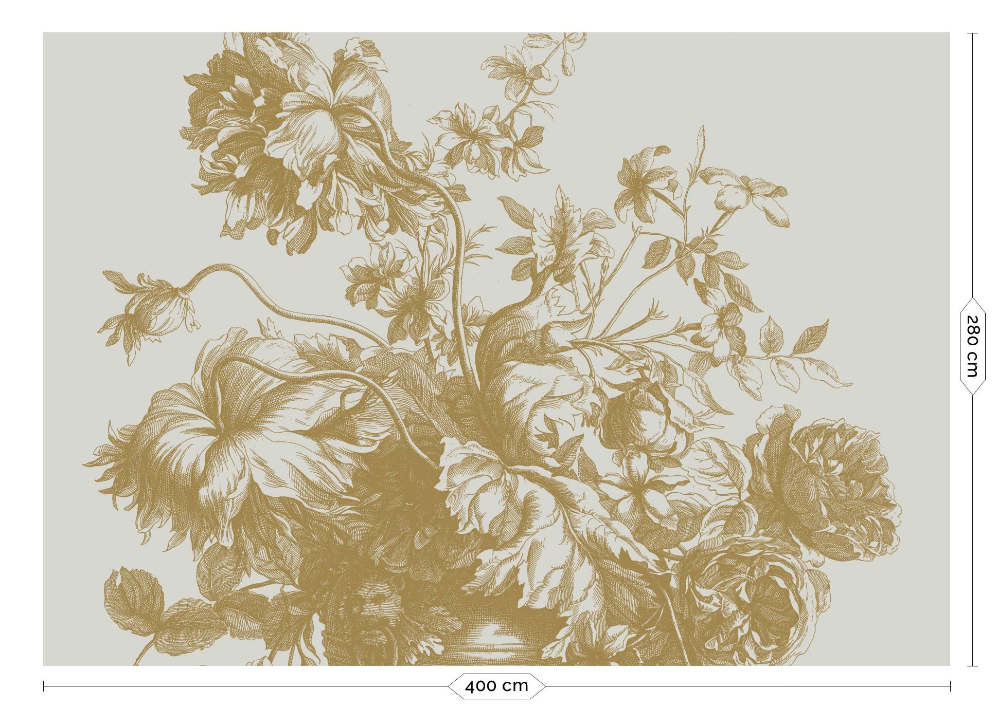 Wall Mural Engraved Flowers Gold Metallic MW-116 - KEK Amsterdam