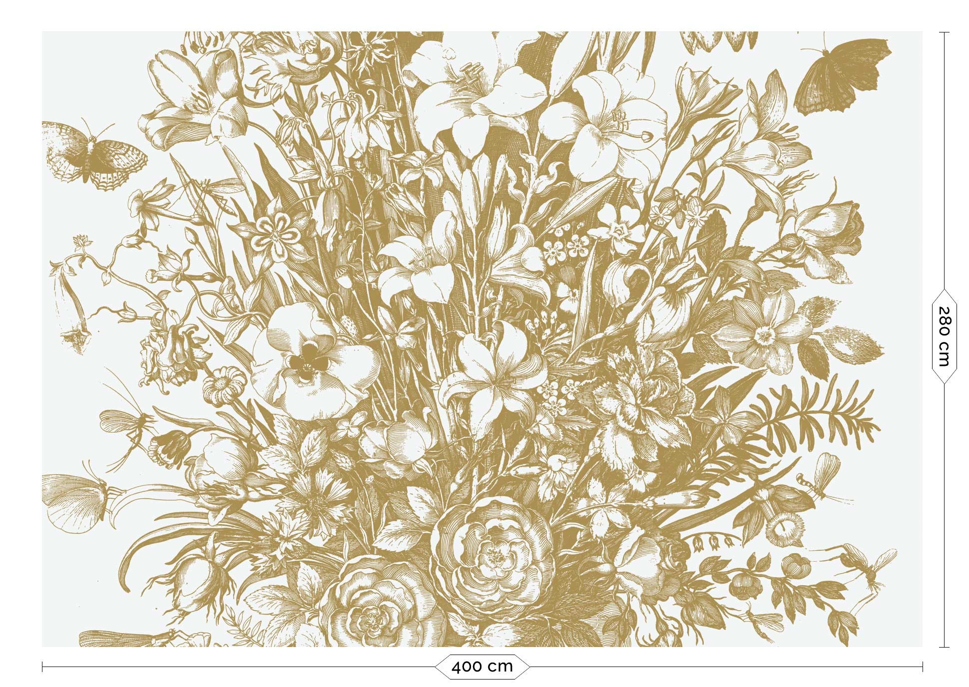 Wall Mural Engraved Flowers Gold Metallic MW-131 - KEK Amsterdam