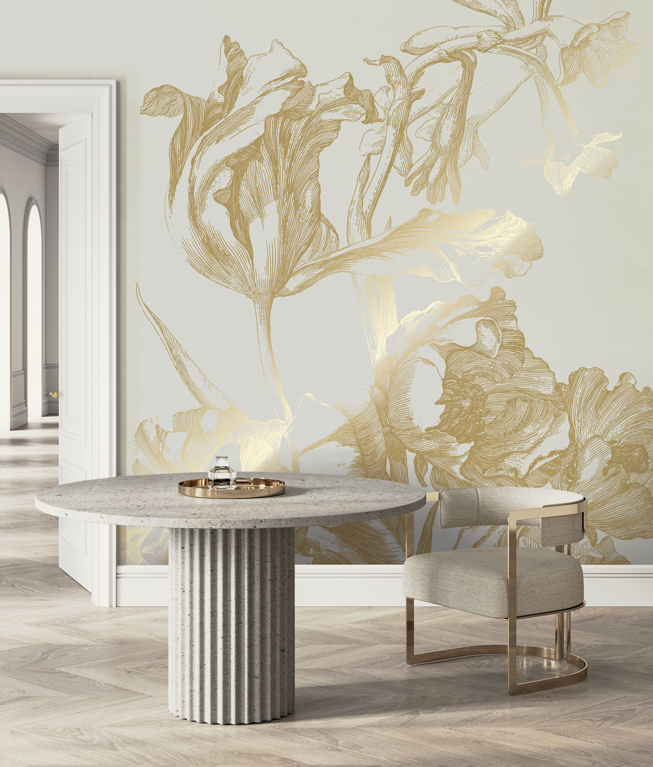 Goud Behang Bloemen van KEK Amsterdam MW-125 - KEK Amsterdam
