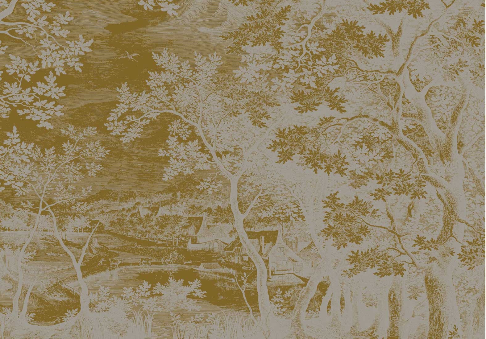 Wall Mural Engraved Landscapes Gold Metallic MW-173 - KEK Amsterdam