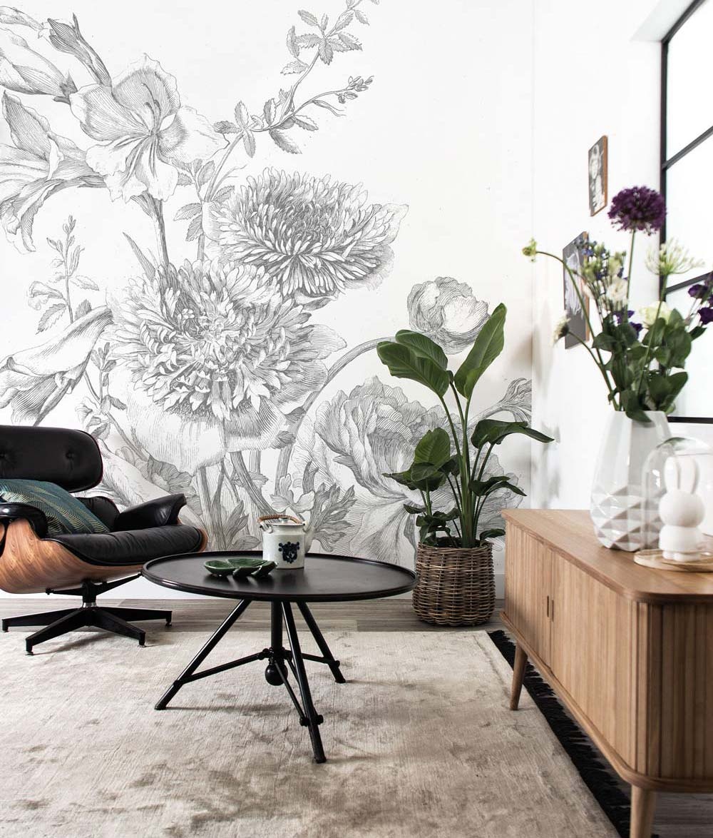 Behang met bloemen Engraved Flowers WP-338 - KEK Amsterdam