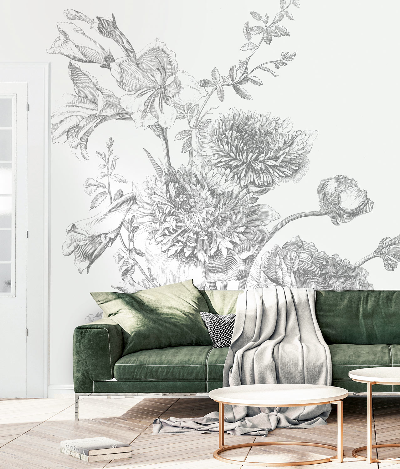 Behang met bloemen Engraved Flowers WP-338 - KEK Amsterdam