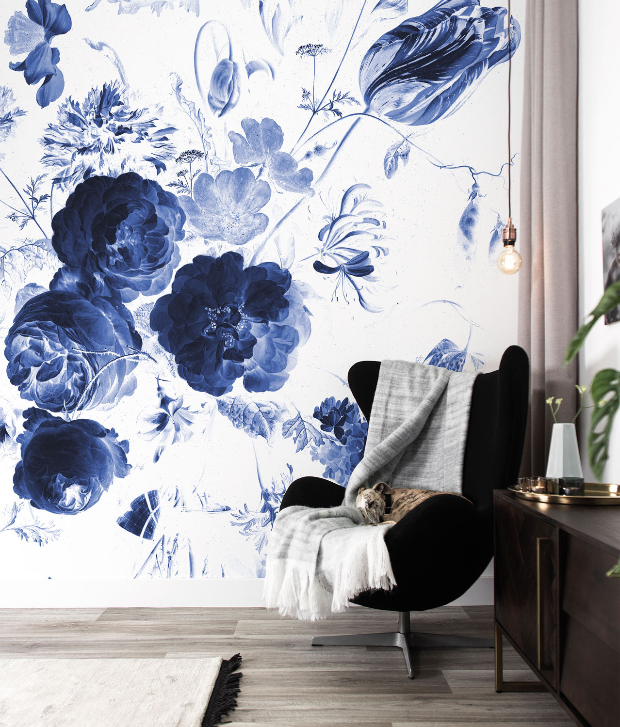 Behang Royal Blue Flowers Blauwe Bloemen WP-207 - KEK Amsterdam