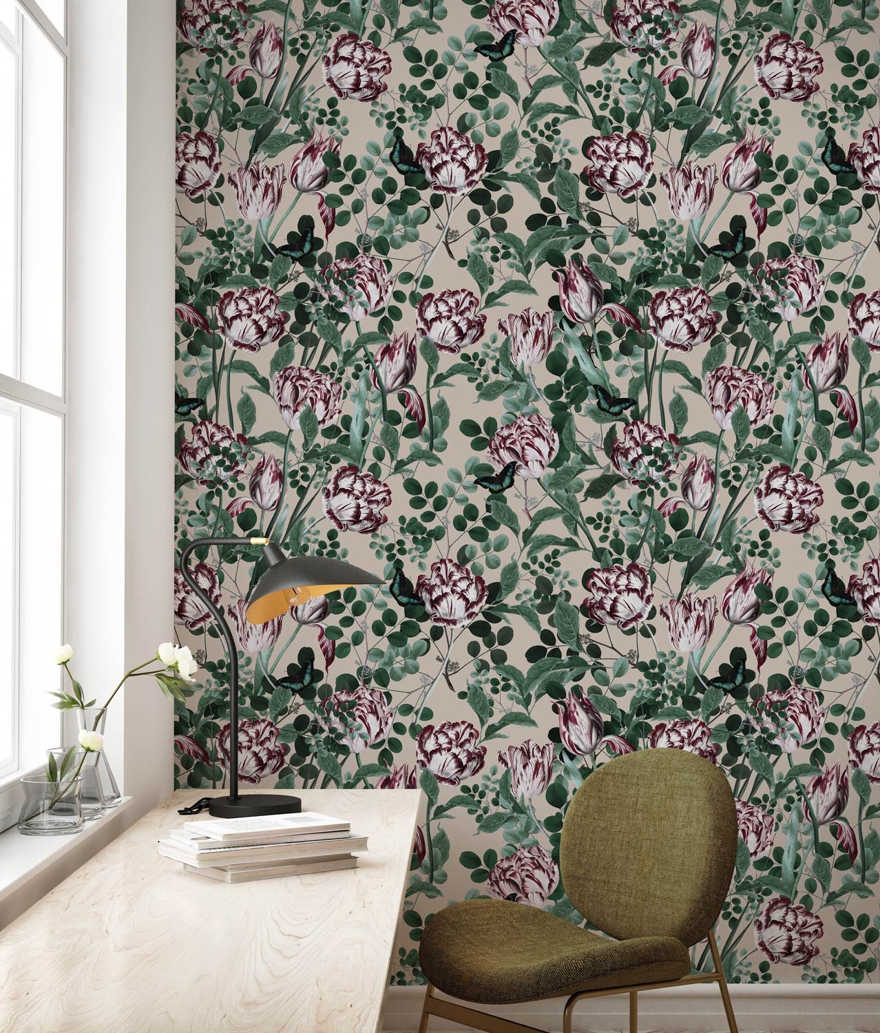 Botanical Wallpaper Pattern Flowers KEK Amsterdam WP-710 - KEK Amsterdam