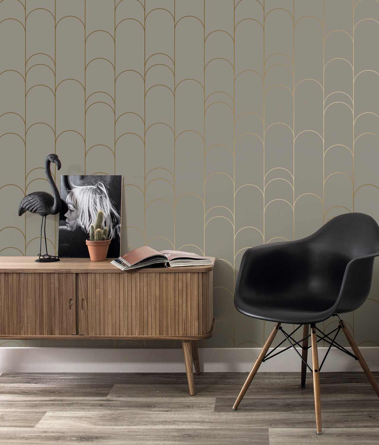Golden Lines MW-070, Goud geometrisch lijnen behang, Taupe/Goud - KEK ...