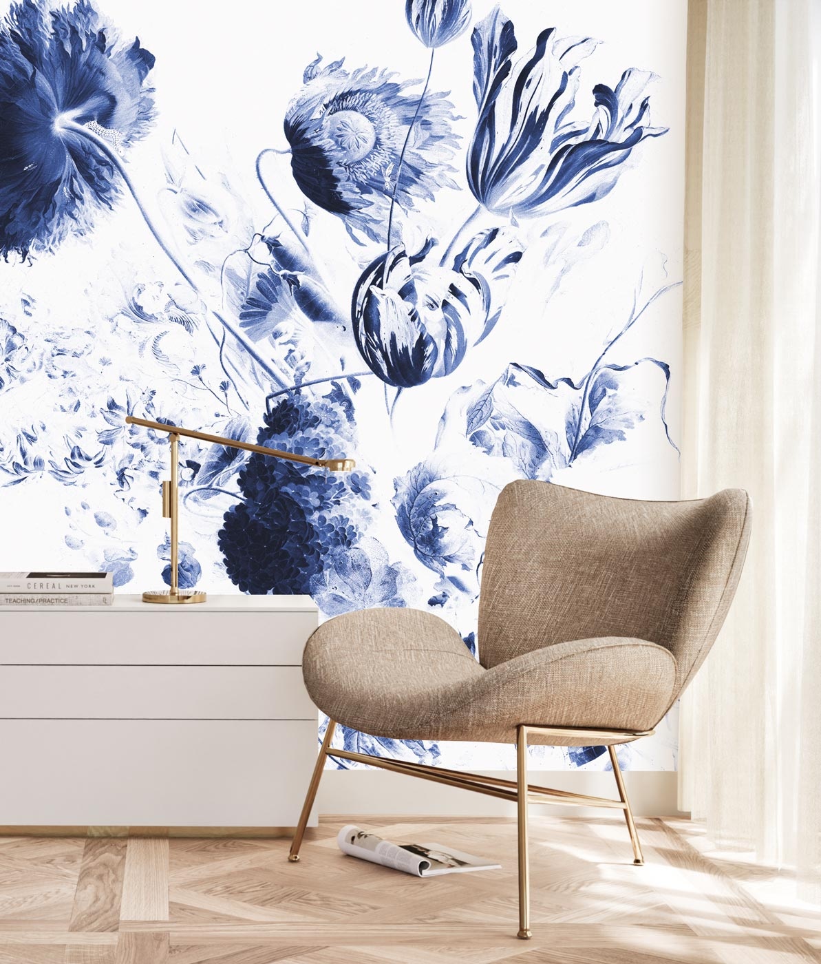 Behang blauwe bloemen voor de slaapkamer WP-208 - KEK Amsterdam