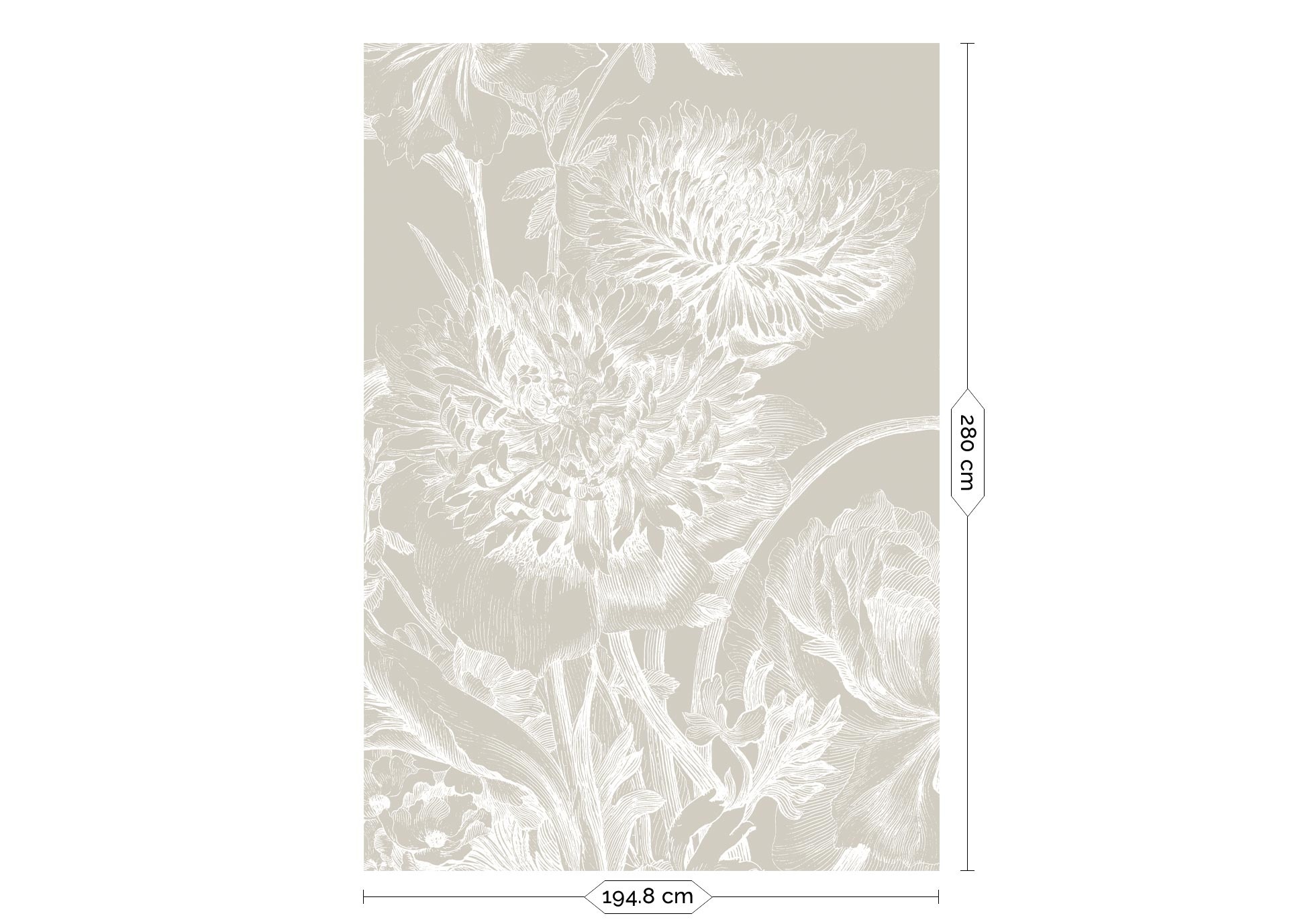Engraved Flowers, behang met getekende bloemen, Grijs, WP-752-R - KEK ...