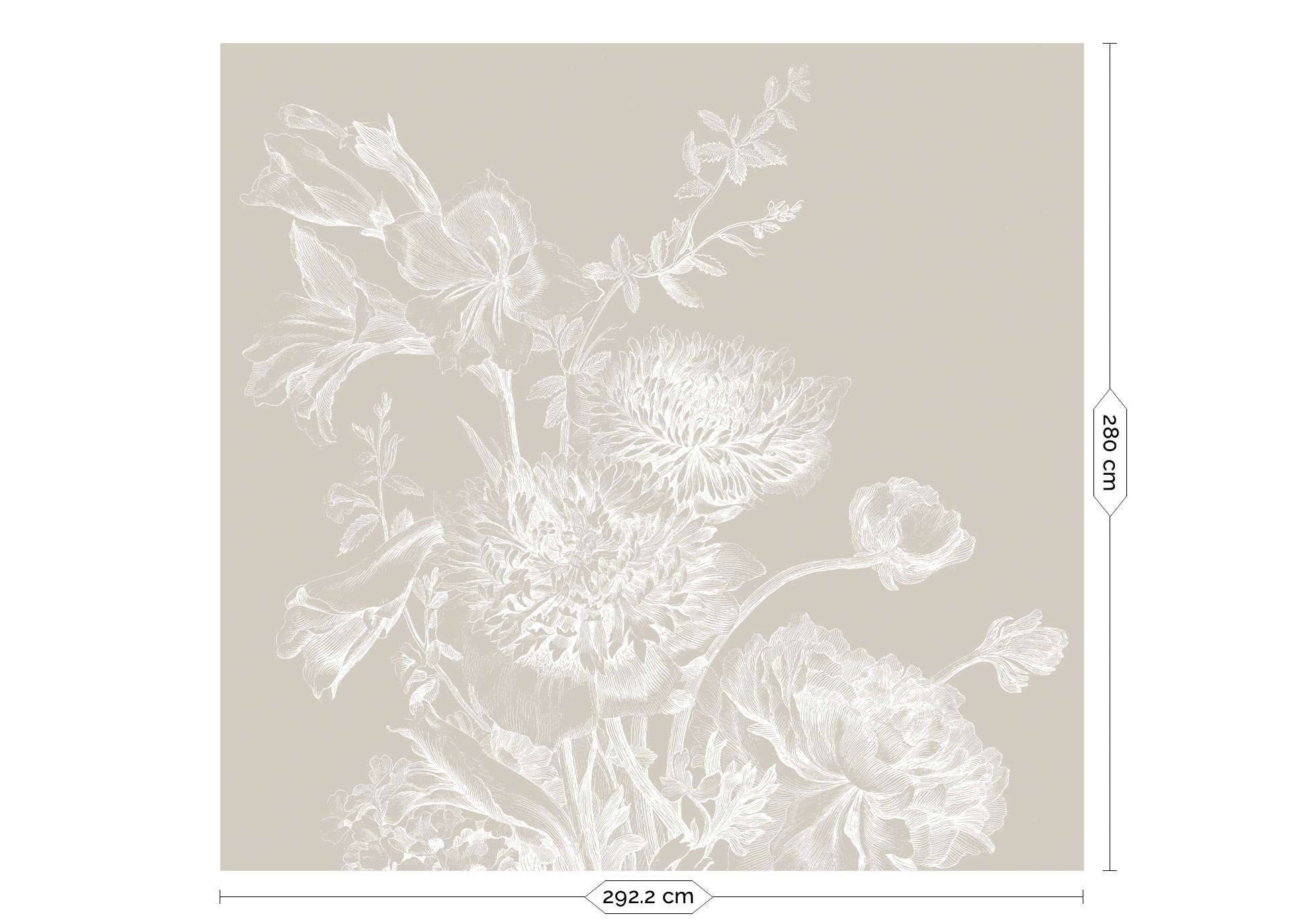 Engraved Flowers, behang met getekende bloemen, Grijs, WP-752-R - KEK ...