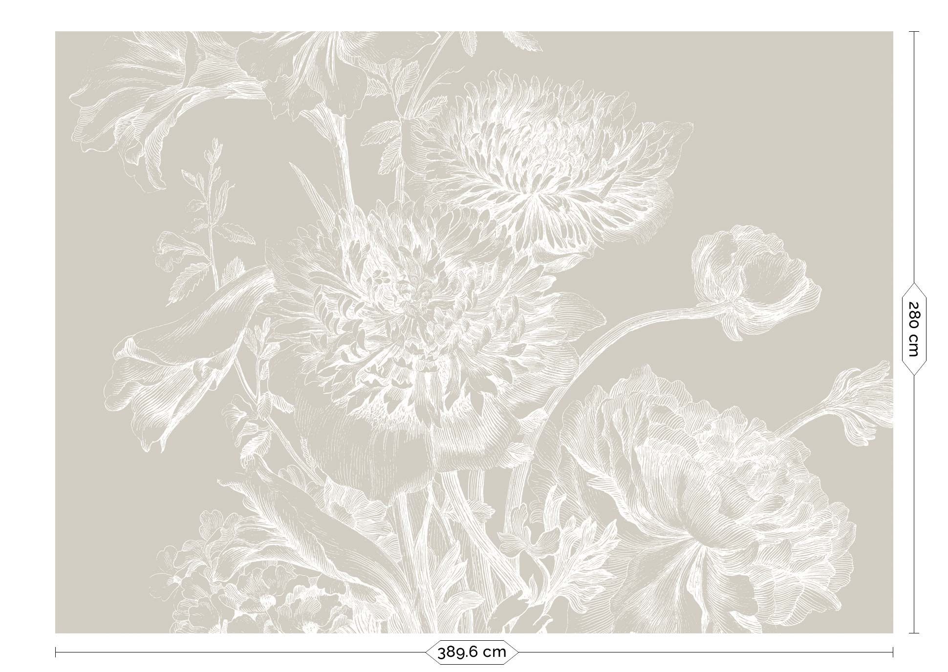 Engraved Flowers, behang met getekende bloemen, Grijs, WP-752-R - KEK ...