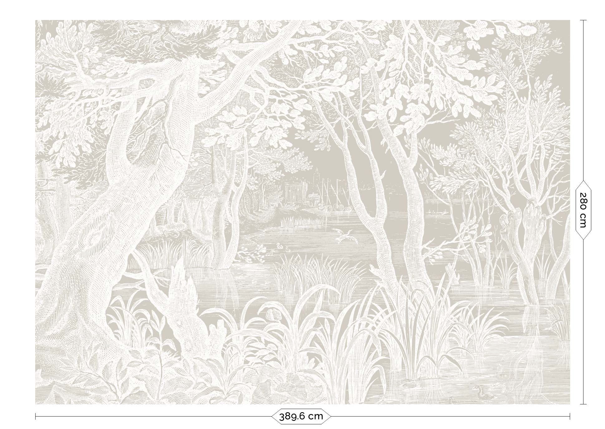 Engraved Landscapes, behang met getekend landschap, Grijs, WP-761-R ...