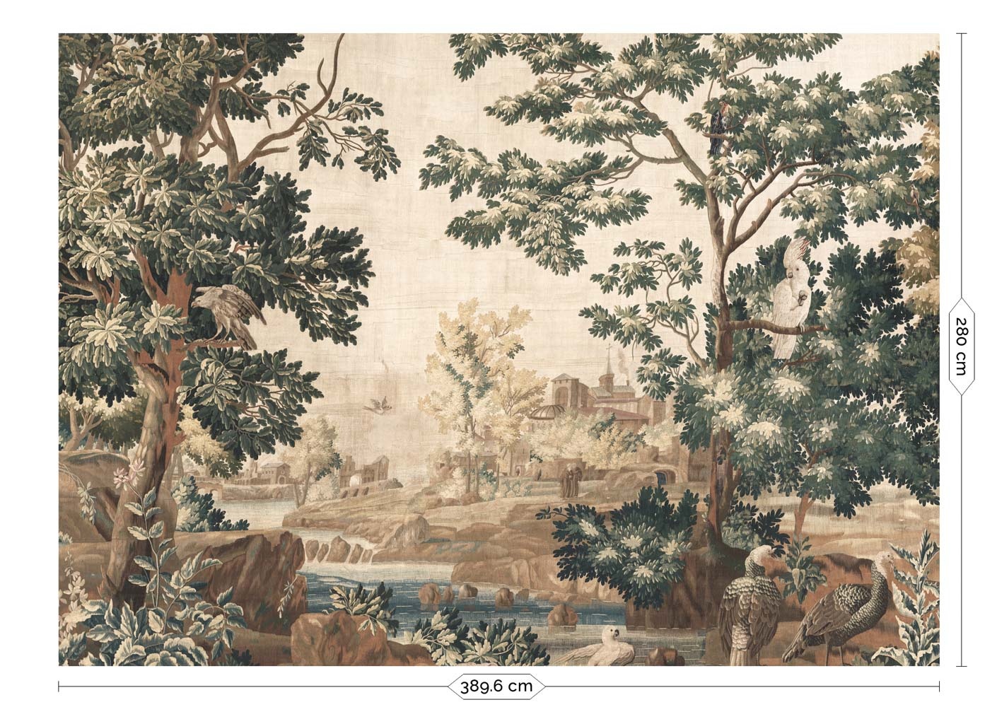 Landscape Tapestries, behang van vintage wandkleed, WP-782-R - KEK ...