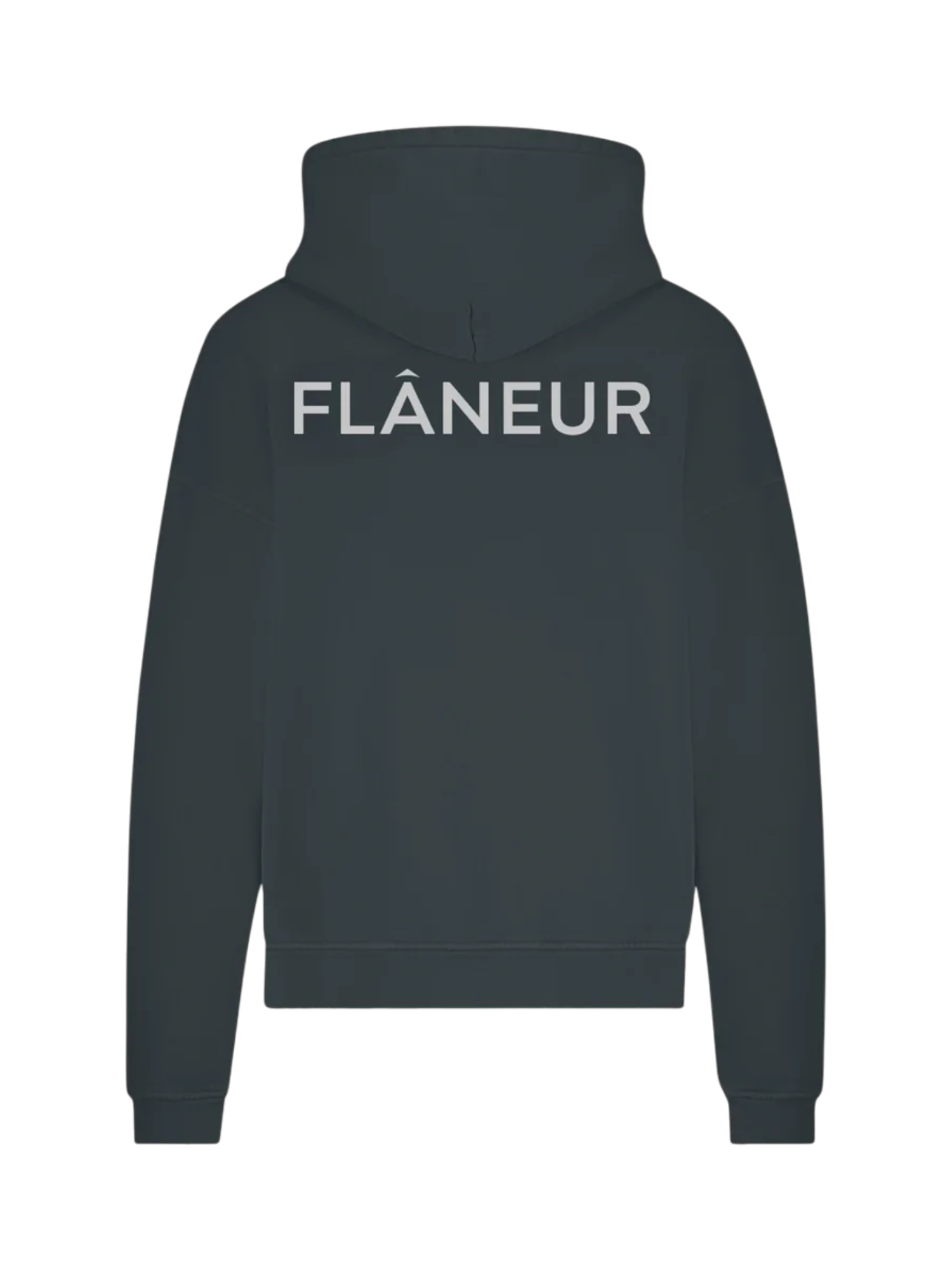 FLÂNEUR DOUBLE LOGO WASHED HOODIE (500GSM) ZWART/ANTRACIET - Vic