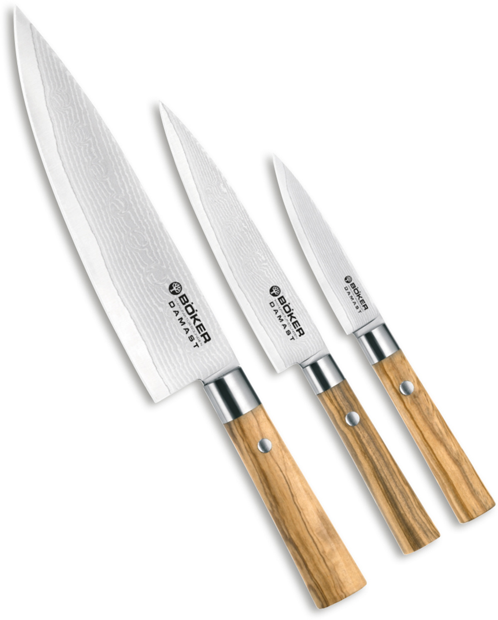 Boker Damast Olive messenset 3-delig kopen? - Messenshop.nl