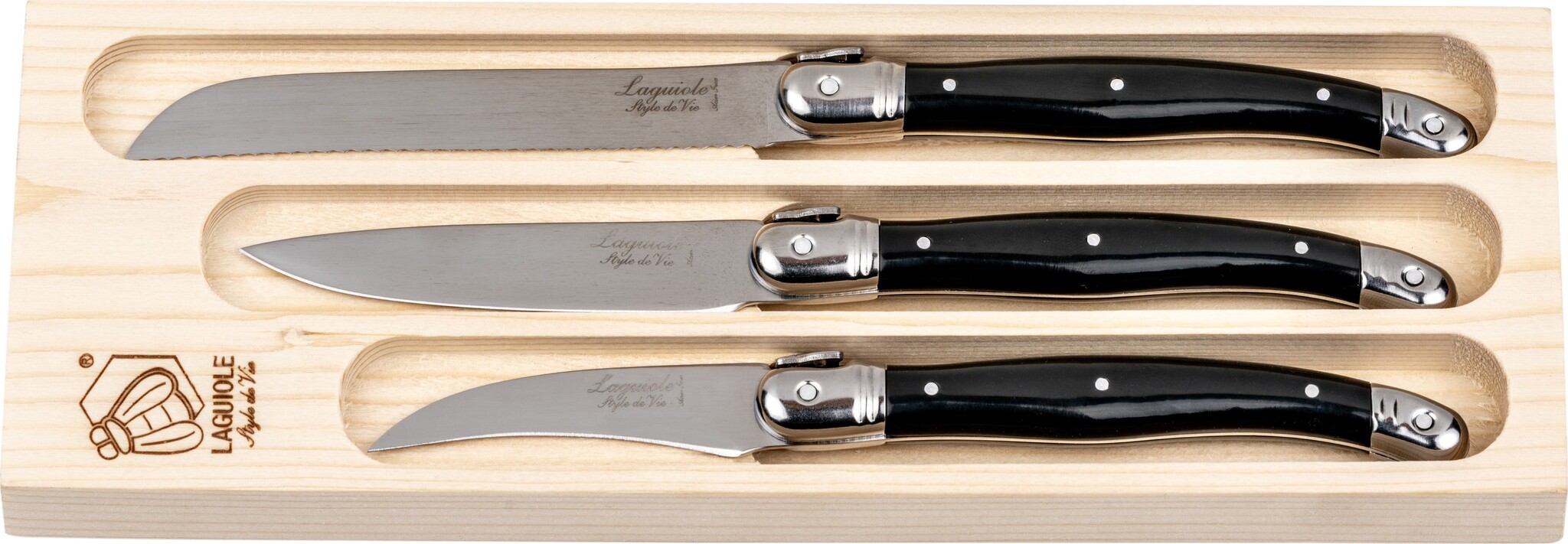 Laguiole Style de Vie Premium Line Messen set 3-delig, zwart ...