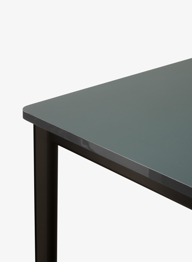 Drip table - verde comodoro laminate / grey glossy edge - La Fabrika