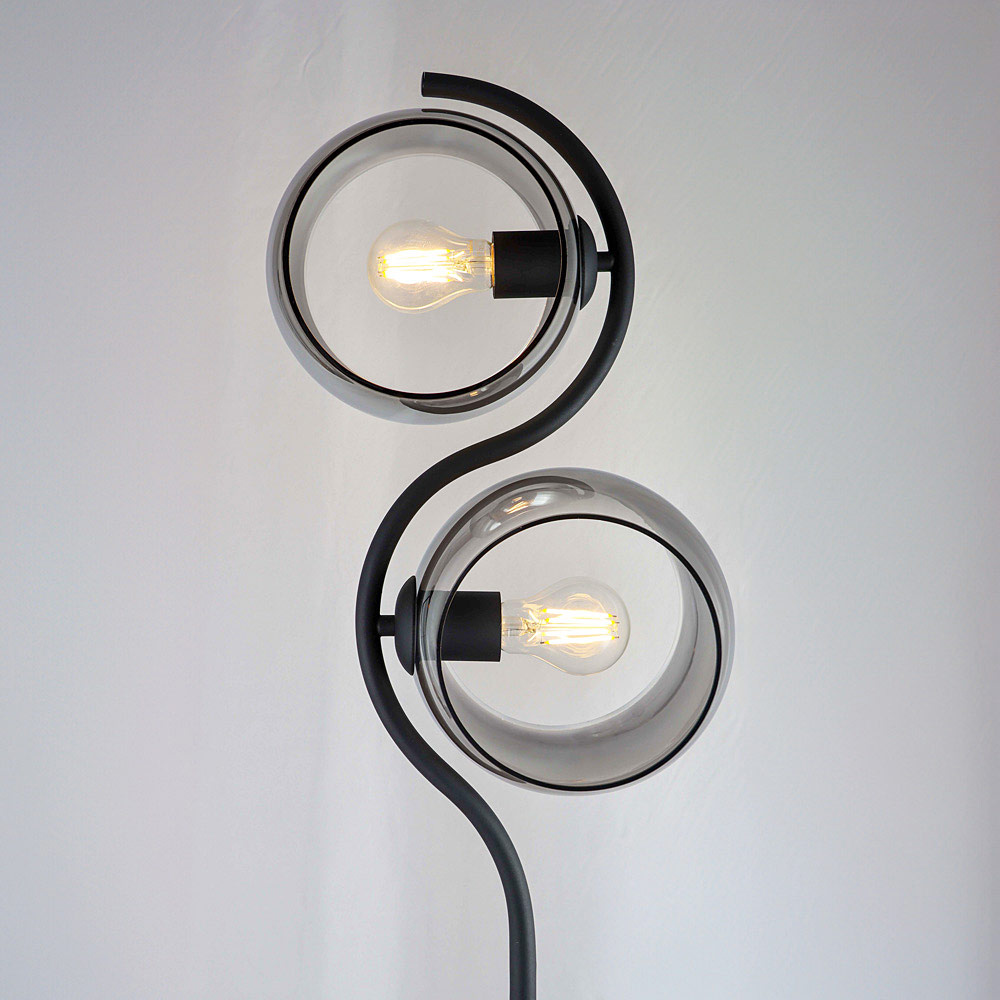 Moderne staande lamp met rond smoke glas - Curvatura - LumenXL.nl