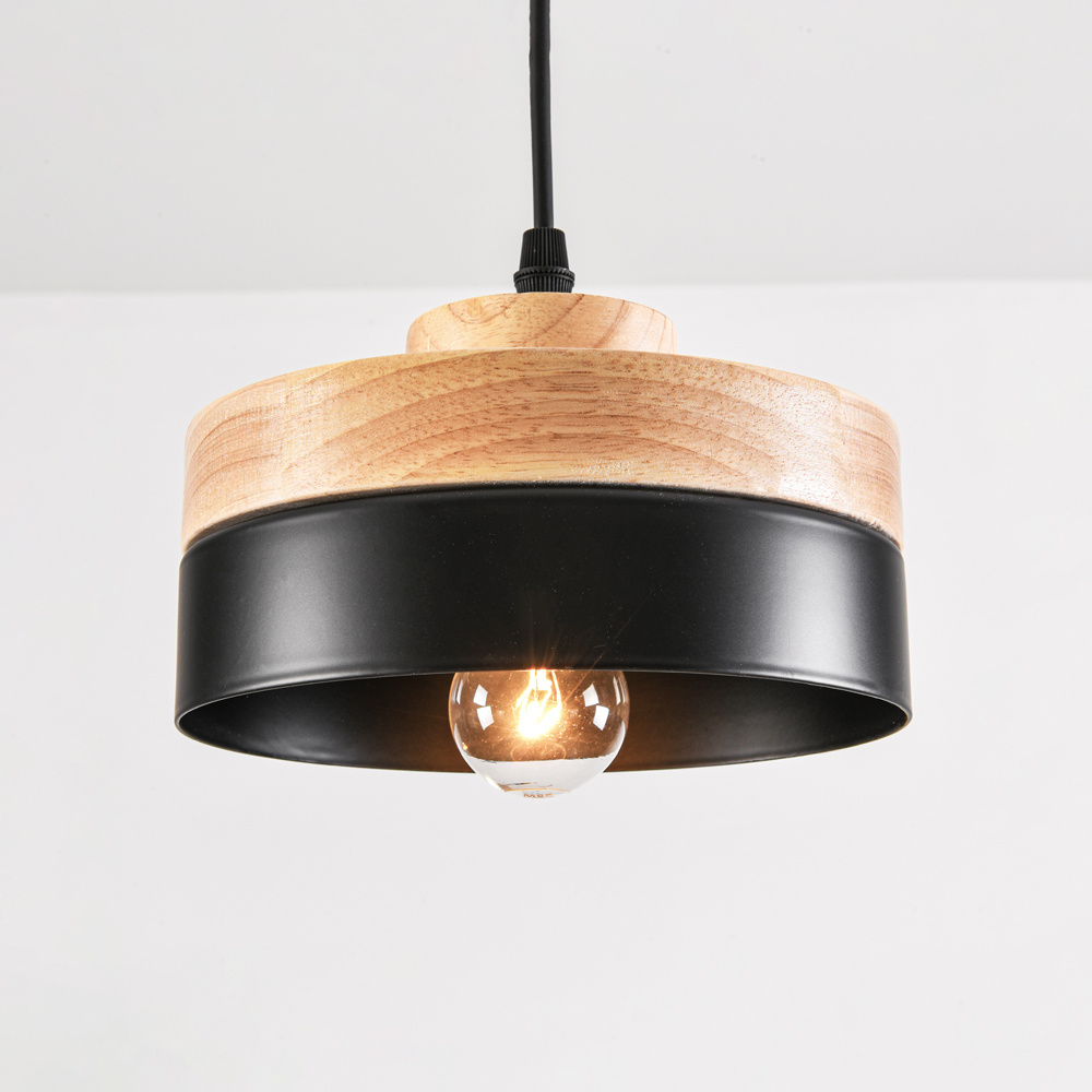 Houten hanglamp Evie met ijzeren rand - LumenXL.nl