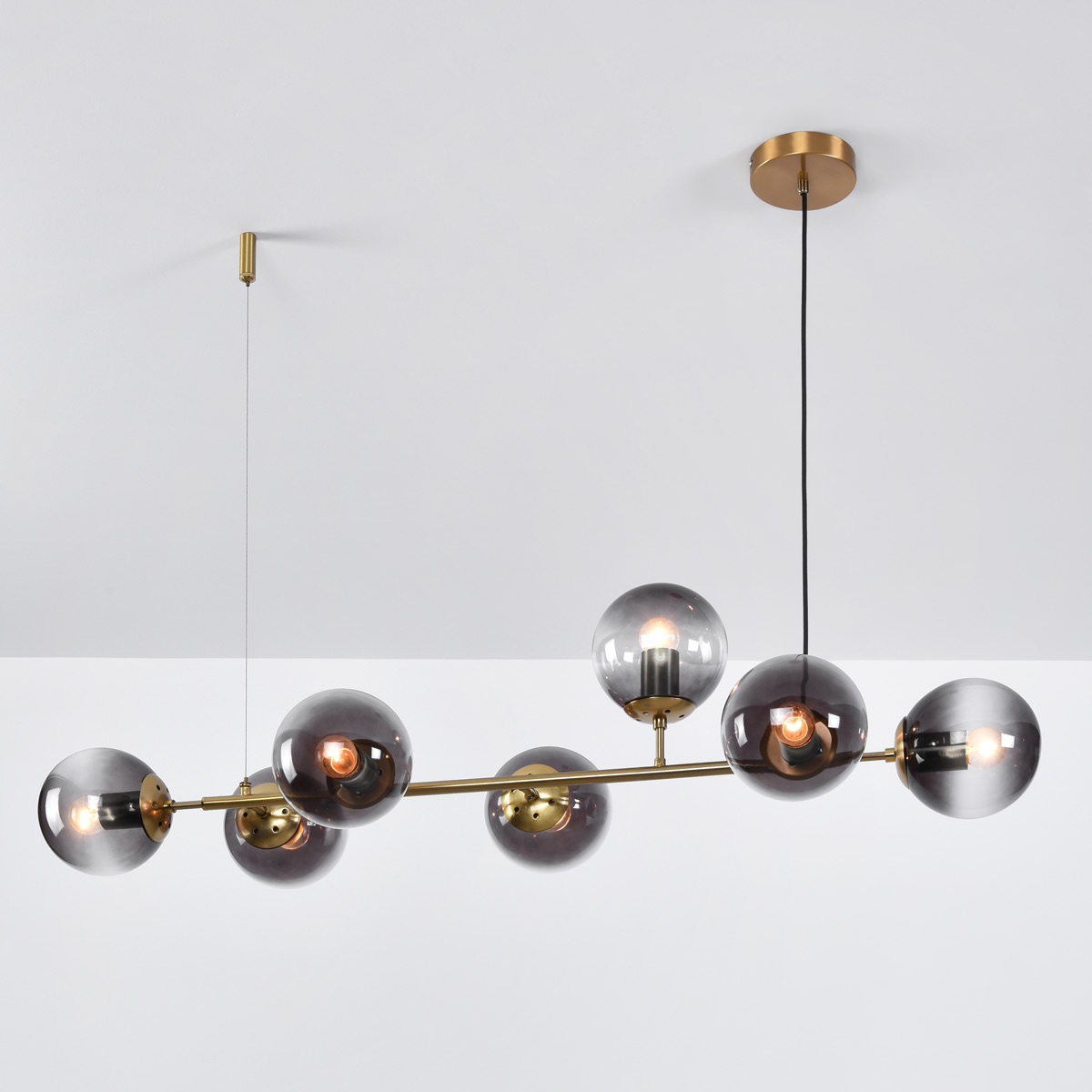 Design hanglamp Sette met glazen bollen van rookglas - LumenXL.nl