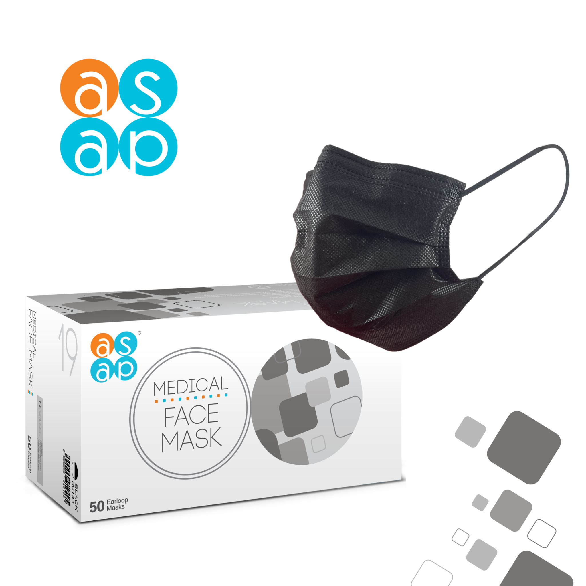 Face Masks 50 pcs Black - NSI Hair Nail and Beauty