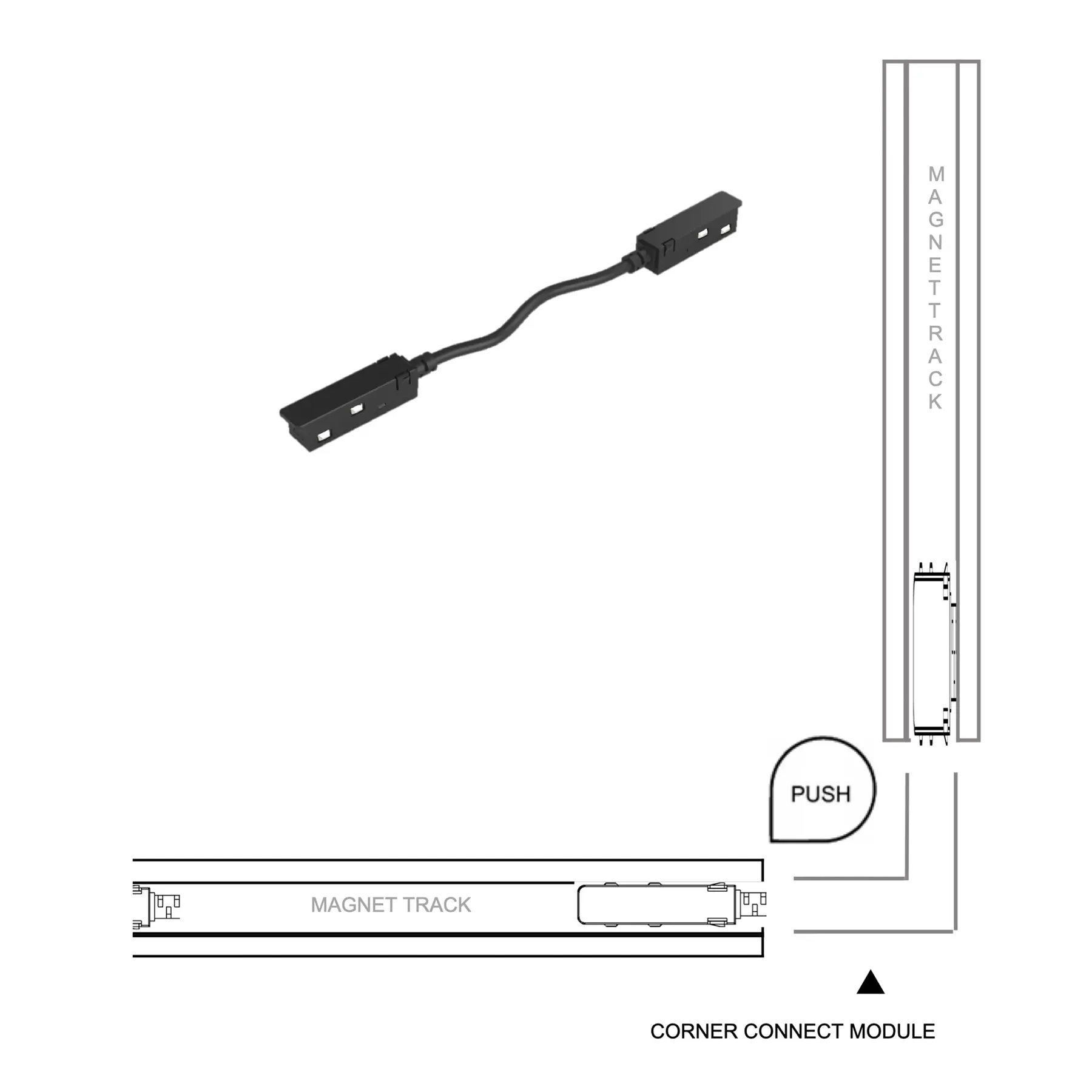48V Magnetic Track Rails | Corner module - led24.uk