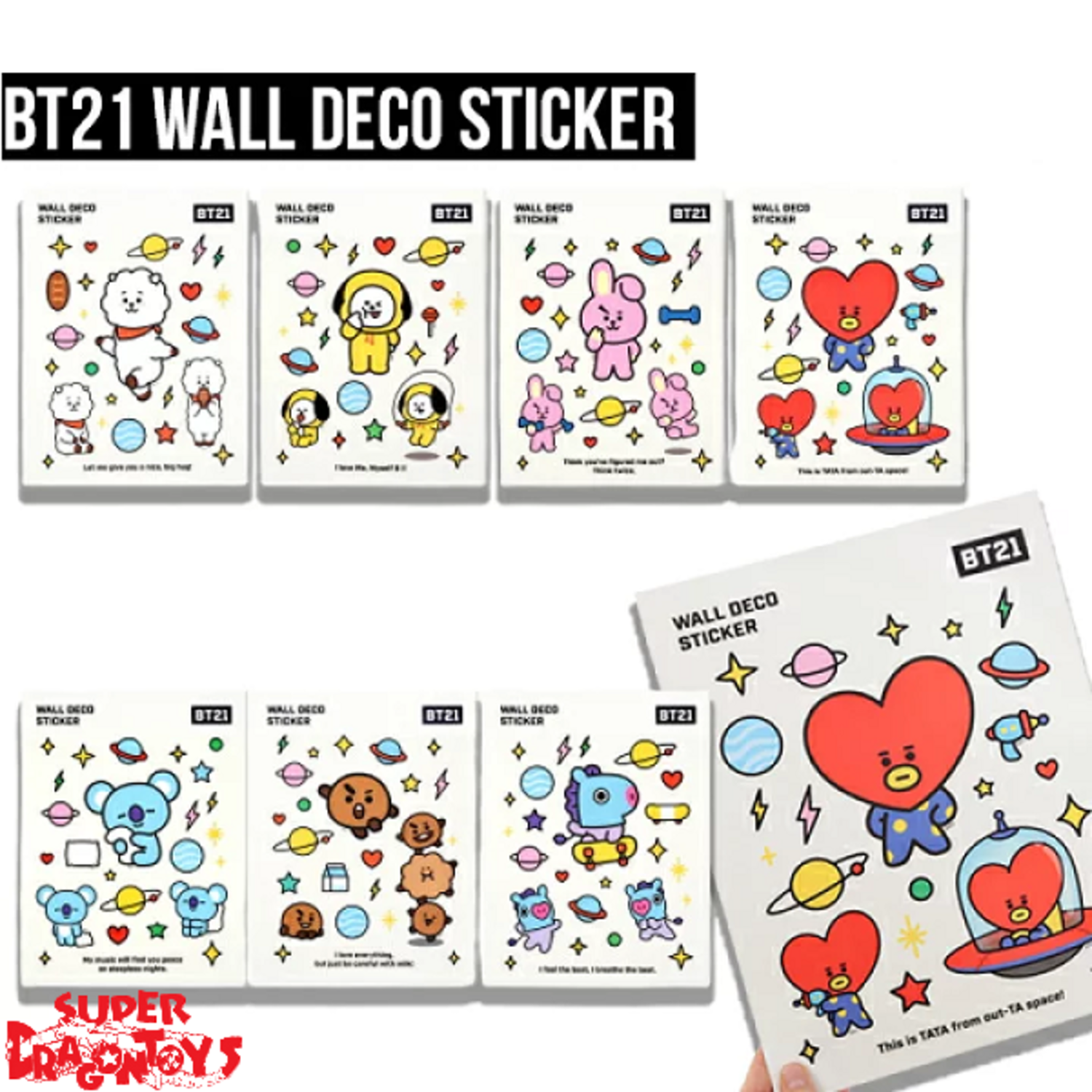 BTS (방탄소년단) - BT21 WALL DECO STICKER - OFFICIAL MD - SUPERDRAGONTOYS